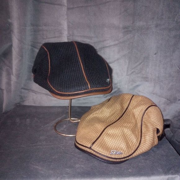 Accessories | 2 Jamont British Style Flat Caps Black And Tan Euc | Poshmark